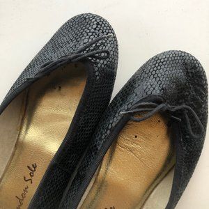 London Sole | Shoes | London Sole Black Leather Snake Ballet Flats 39 ...